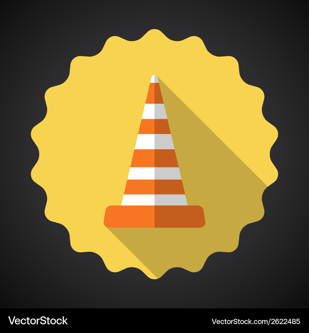 Police road cone flat icon background Royalty Free Vector