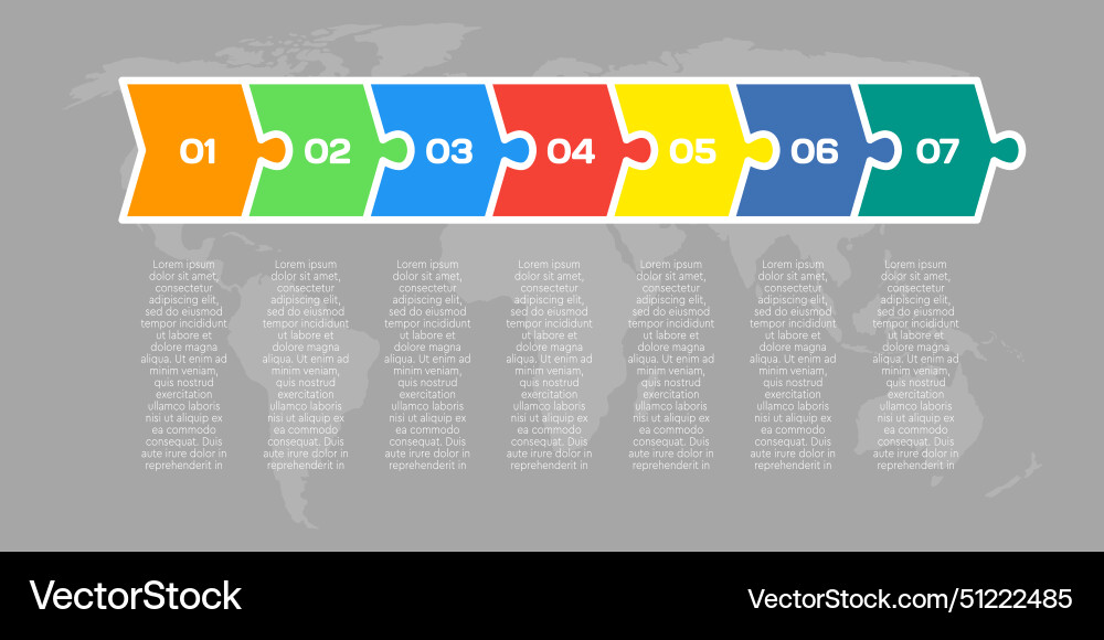 Seven steps line infographic puzzle template Vector Image