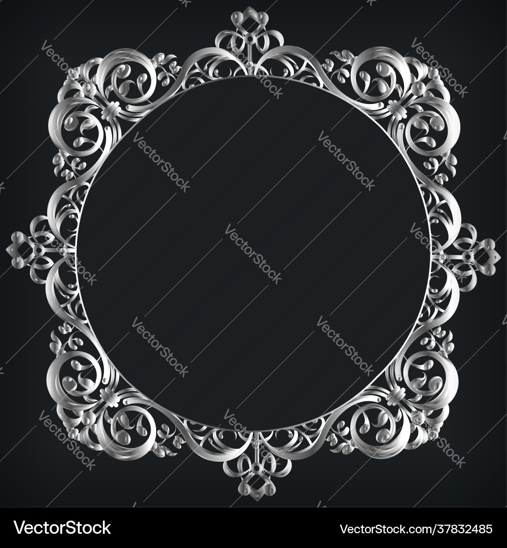 Silver Circular Ornament Frame Royalty Free Vector Image