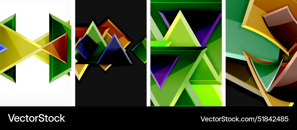 Triangle composition poster background set Vector Image