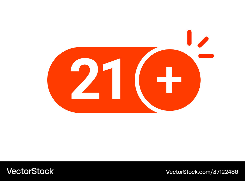 21 plus warning icon over under Royalty Free Vector Image