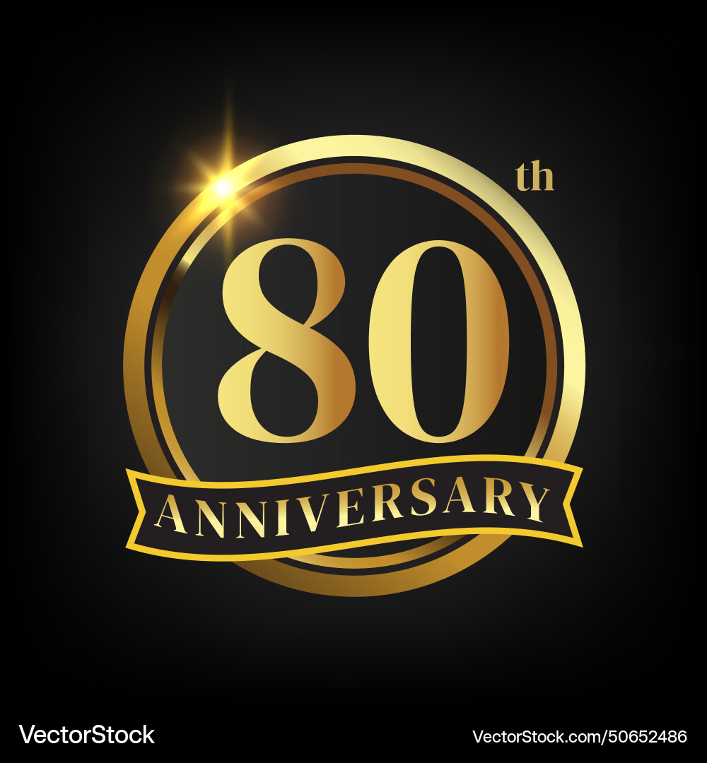 80th golden anniversary logo Royalty Free Vector Image