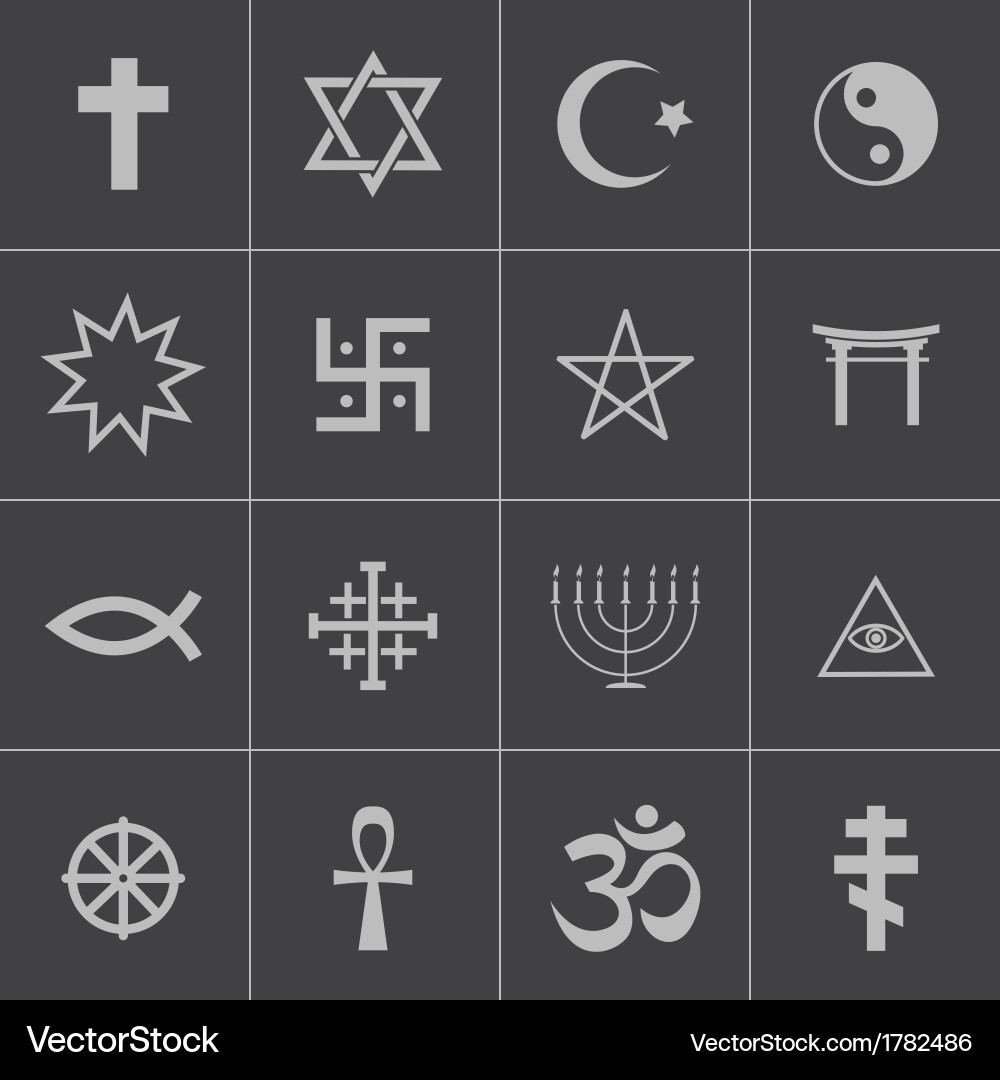 Black Religious Symbol Collection Royalty Free Vector Image