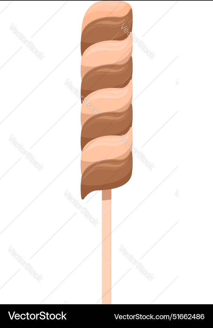 Chocolate and caramel candy on a stick indulging Vector Image
