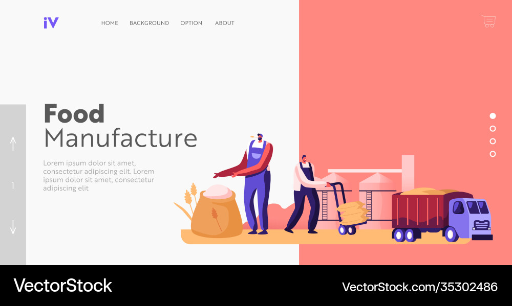 Flour Produktion Landing Seite Vorlage Zeichen Vektorbild