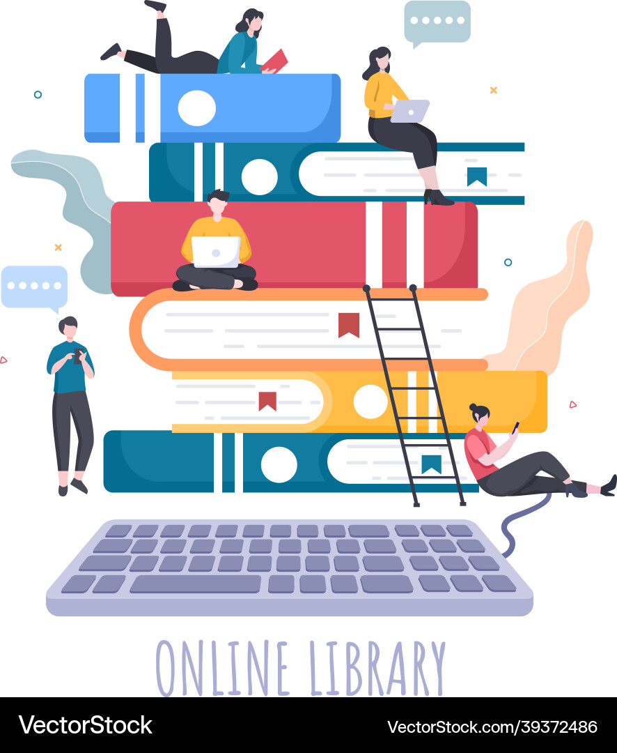 Online library digital education background Vector Image