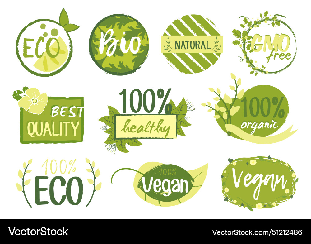 Set eco and bio stickers Royalty Free Vector Image