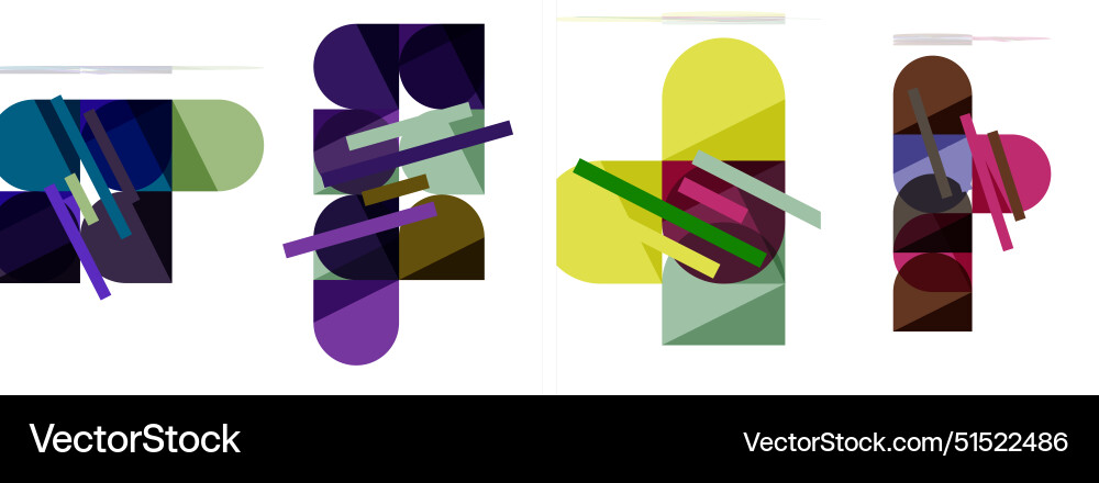 Square and round shape geometric poster set Vector Image