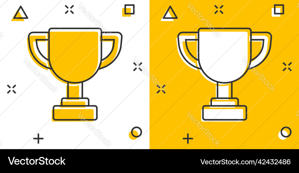 Trophy cup icon in comic style goblet prize Vector Image