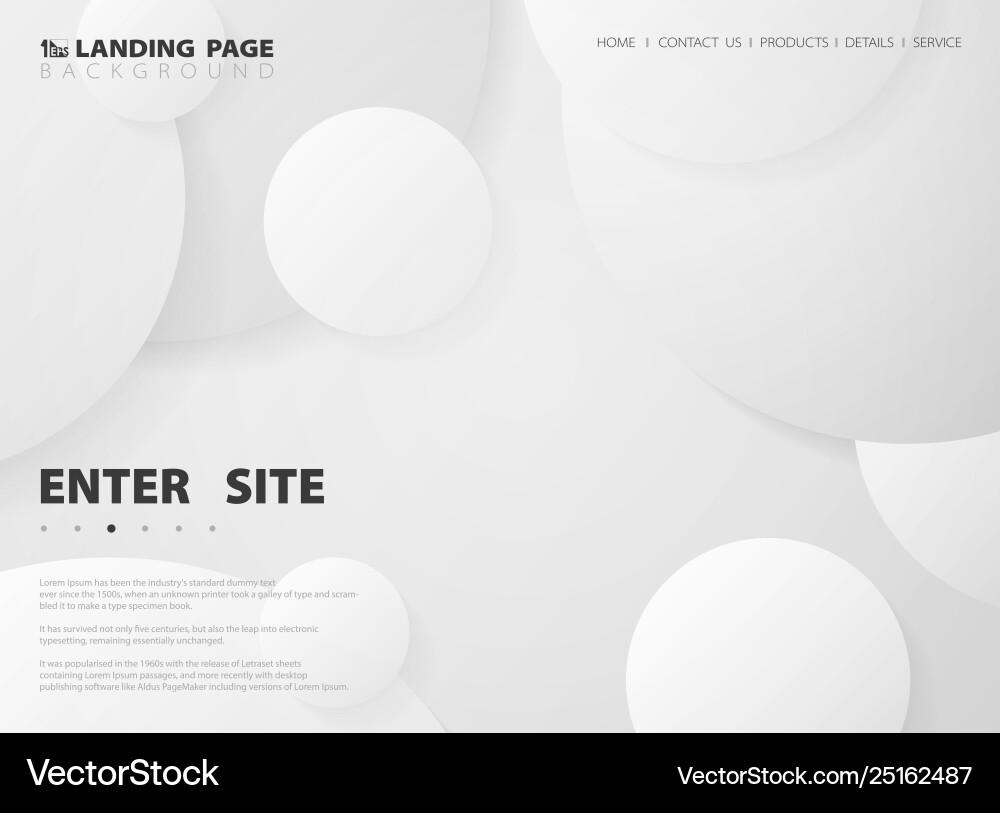 Abstract minimal landing page white circle Vector Image