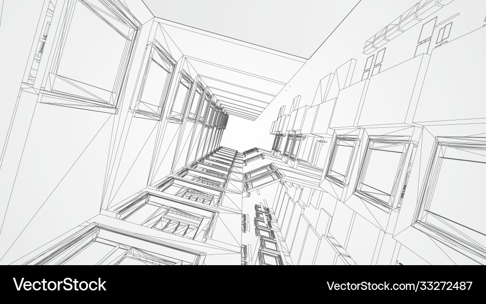 Architectural Line Drawing Royalty Free Vector Image