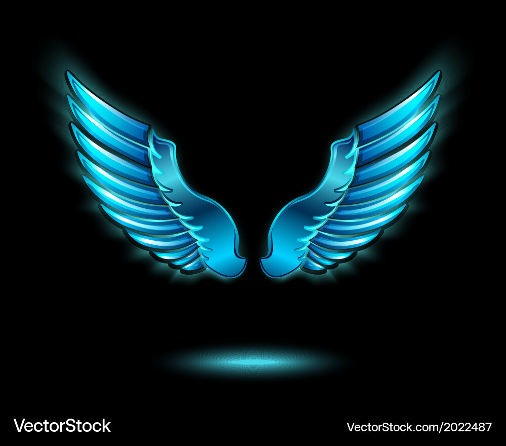 Blue glowing angel wings Royalty Free Vector Image
