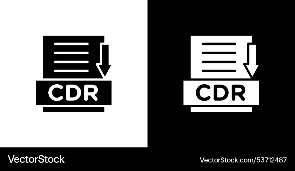 Cdr file document icon flat art in outline Vector Image
