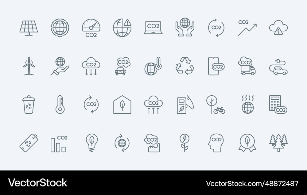 Co2 emissions thin line icons set carbon neutral Vector Image