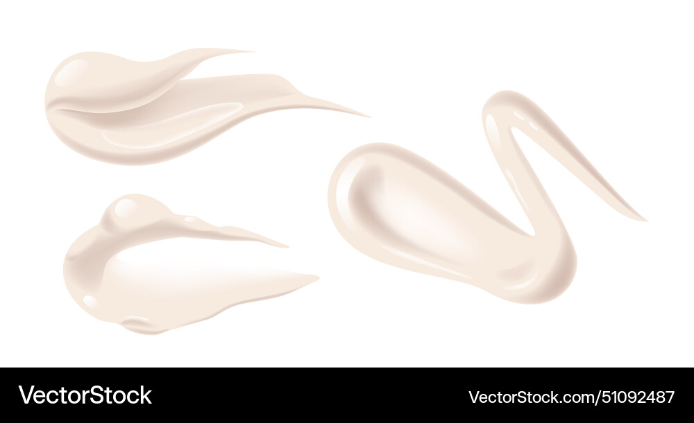 Cream strokes realistic 3d samples Royalty Free Vector Image