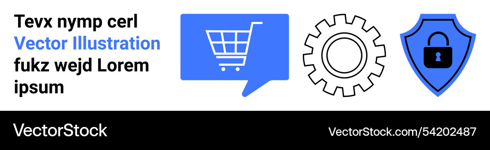 E-commerce and security icons with gear text Vector Image