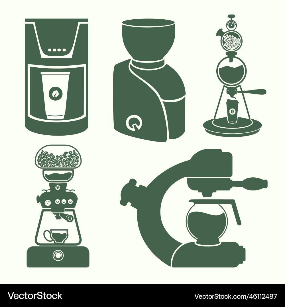 Green coffee tools machine Royalty Free Vector Image
