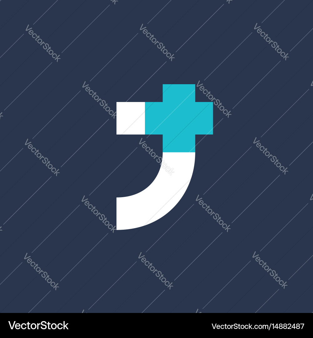 Letter j cross plus logo icon design template Vector Image