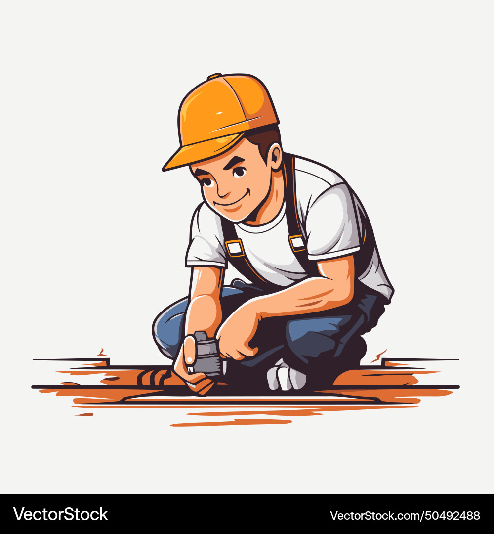 A worker in hard hat and overalls Royalty Free Vector Image