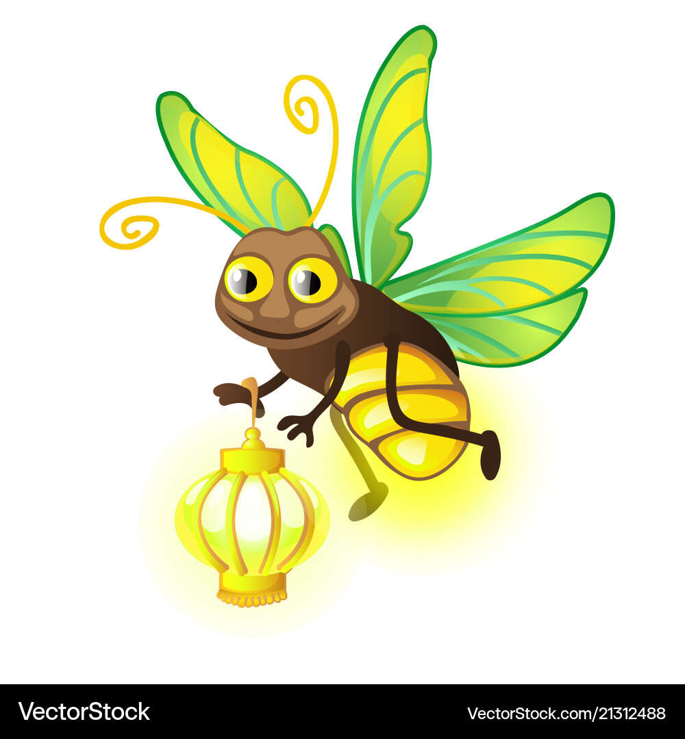 Cartoon firefly with lantern isolated on a white Vector Image