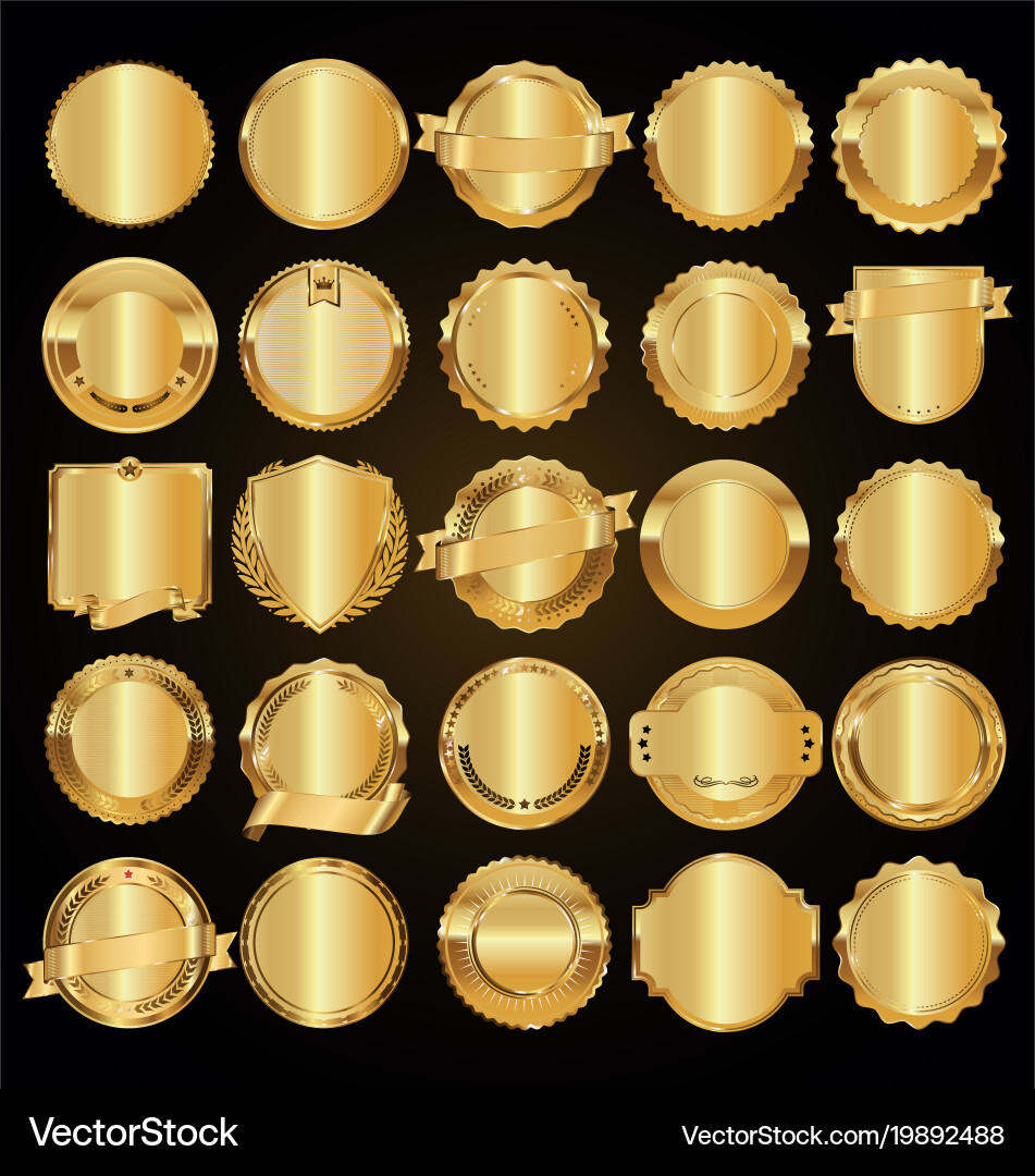 Empty retro labels and badges golden collection 2 Vector Image