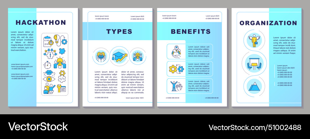 Hackathon blue brochure template Royalty Free Vector Image