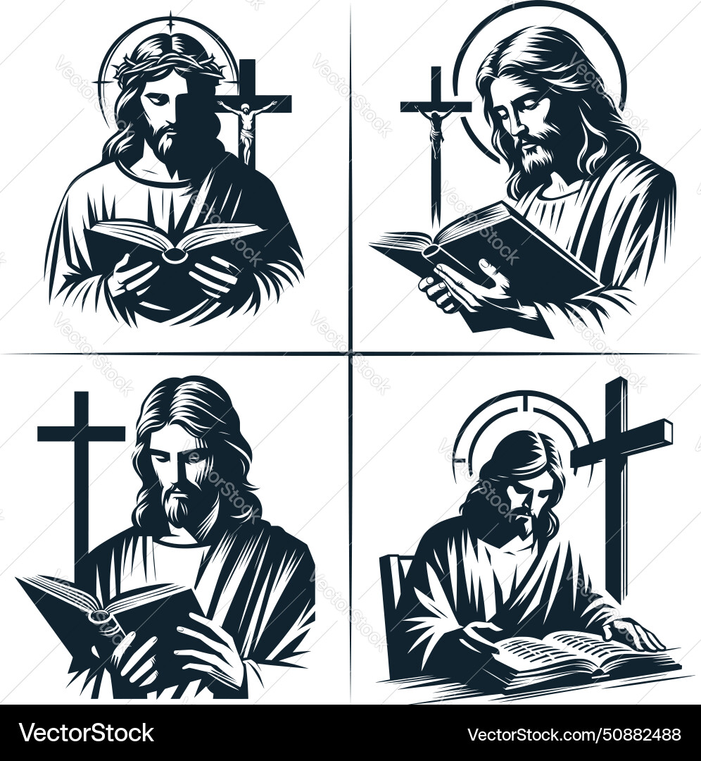 Jesus christ cross jesus praying Royalty Free Vector Image