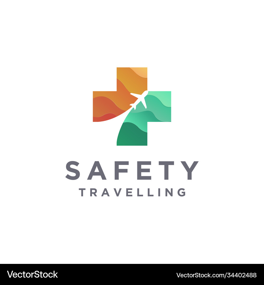 Medical cross and motion plane logo Royalty Free Vector