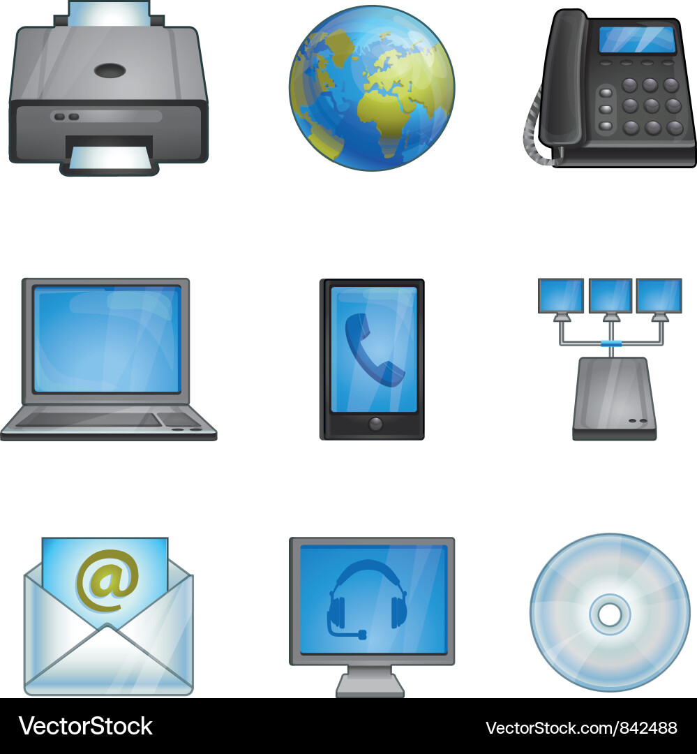 Office Technology Icons Royalty Free Vector Image