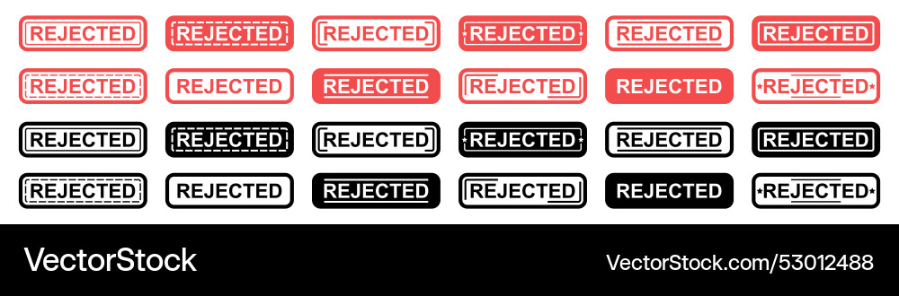 Set of rejected seal stamp red Royalty Free Vector Image