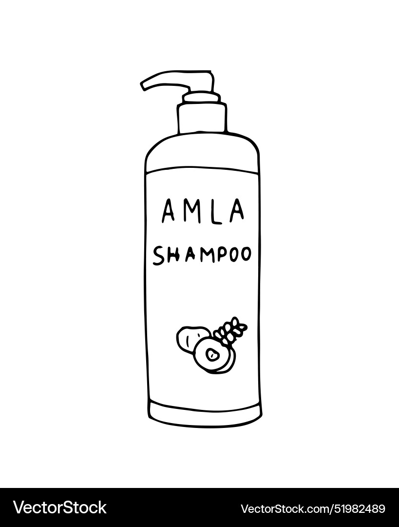 Amla shampoo hand-drawn bottle indian Royalty Free Vector