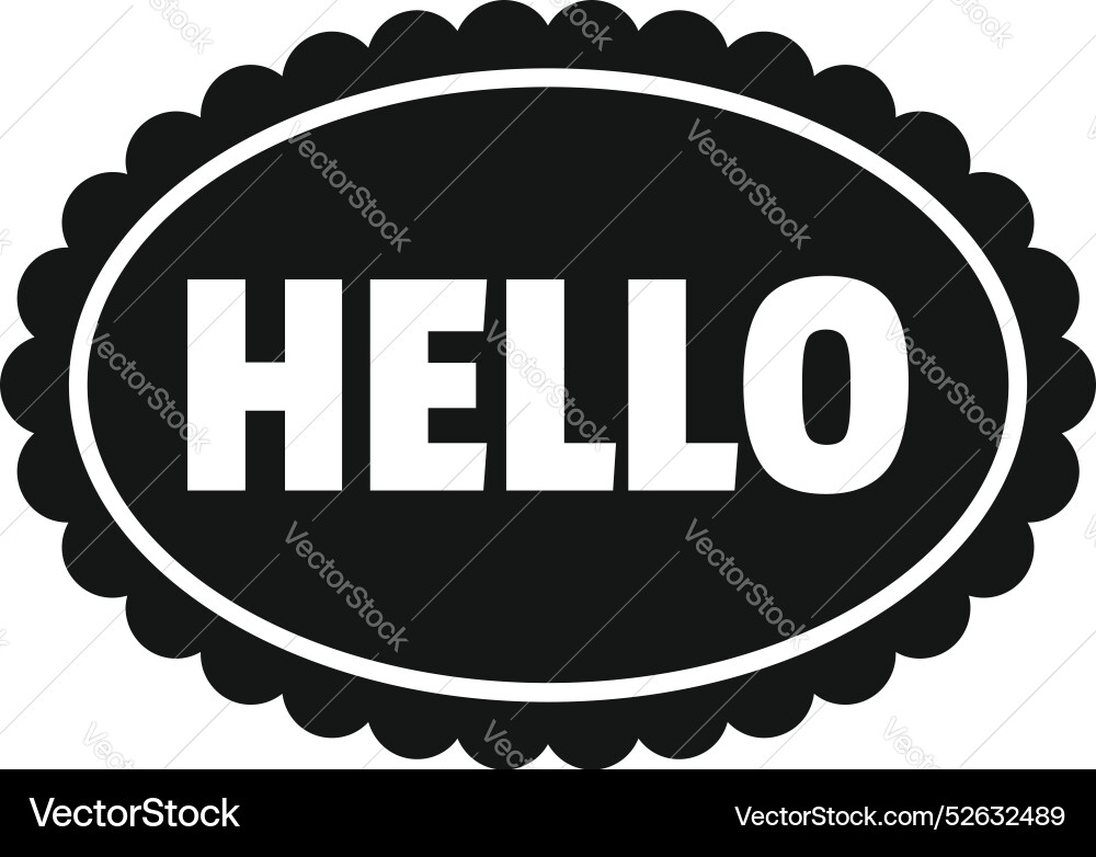 Black hello tag with oval border saying Royalty Free Vector
