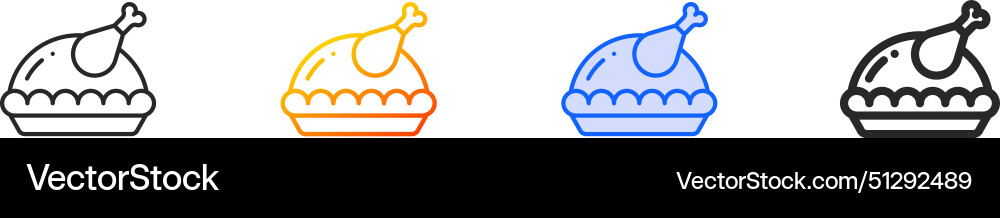 Chicken iconthin linear gradient blue stroke Vector Image