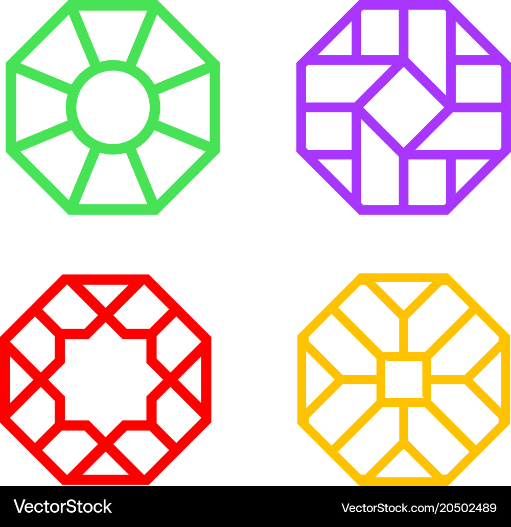 Chinese octagon window frame with islamic pattern Vector Image