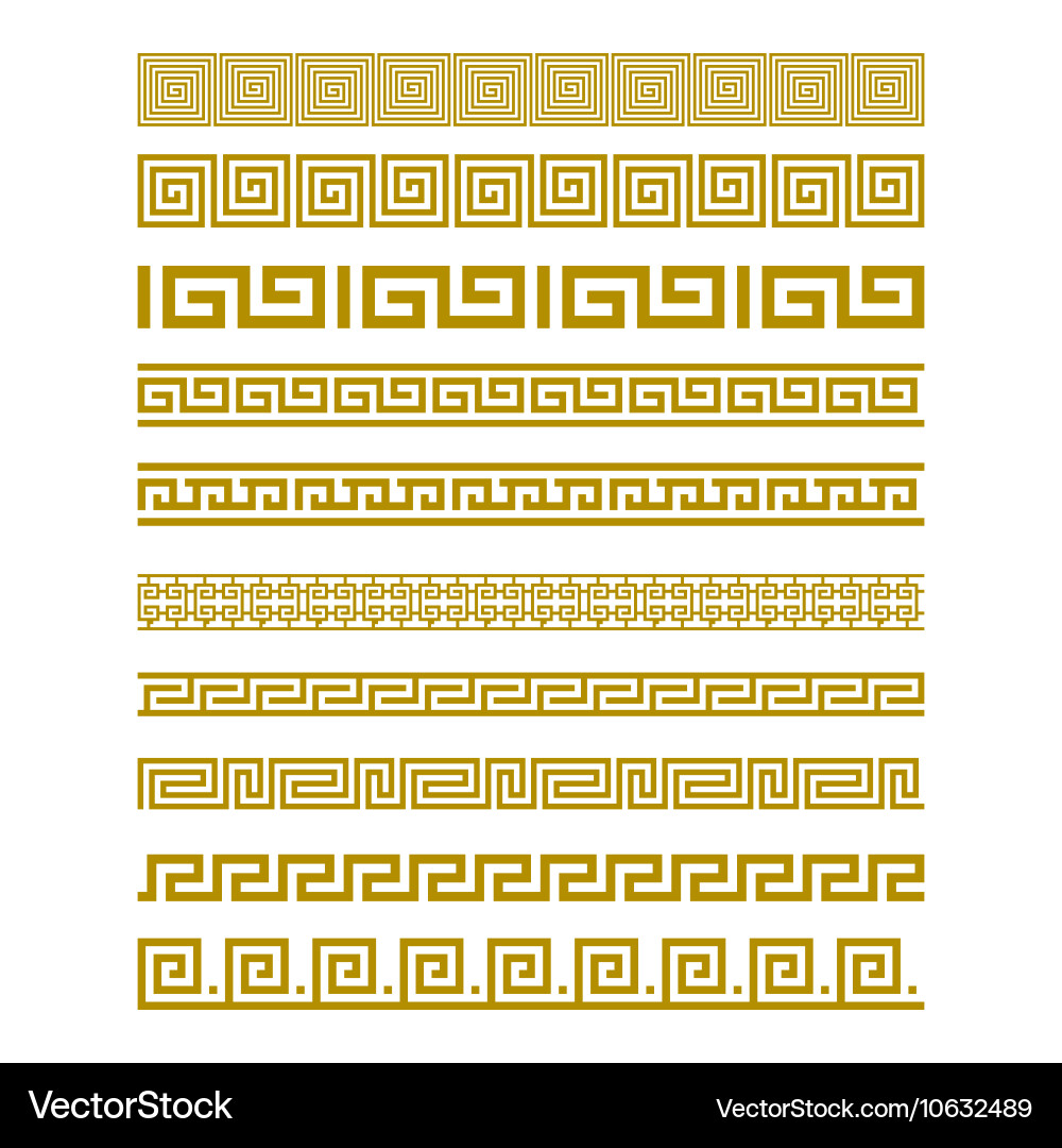 Gold meander patterns Royalty Free Vector Image