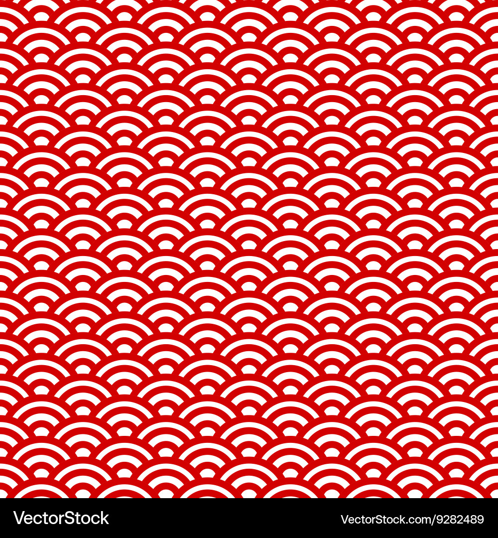 Japanese Wave Pattern - Red and White Royalty Free Vector