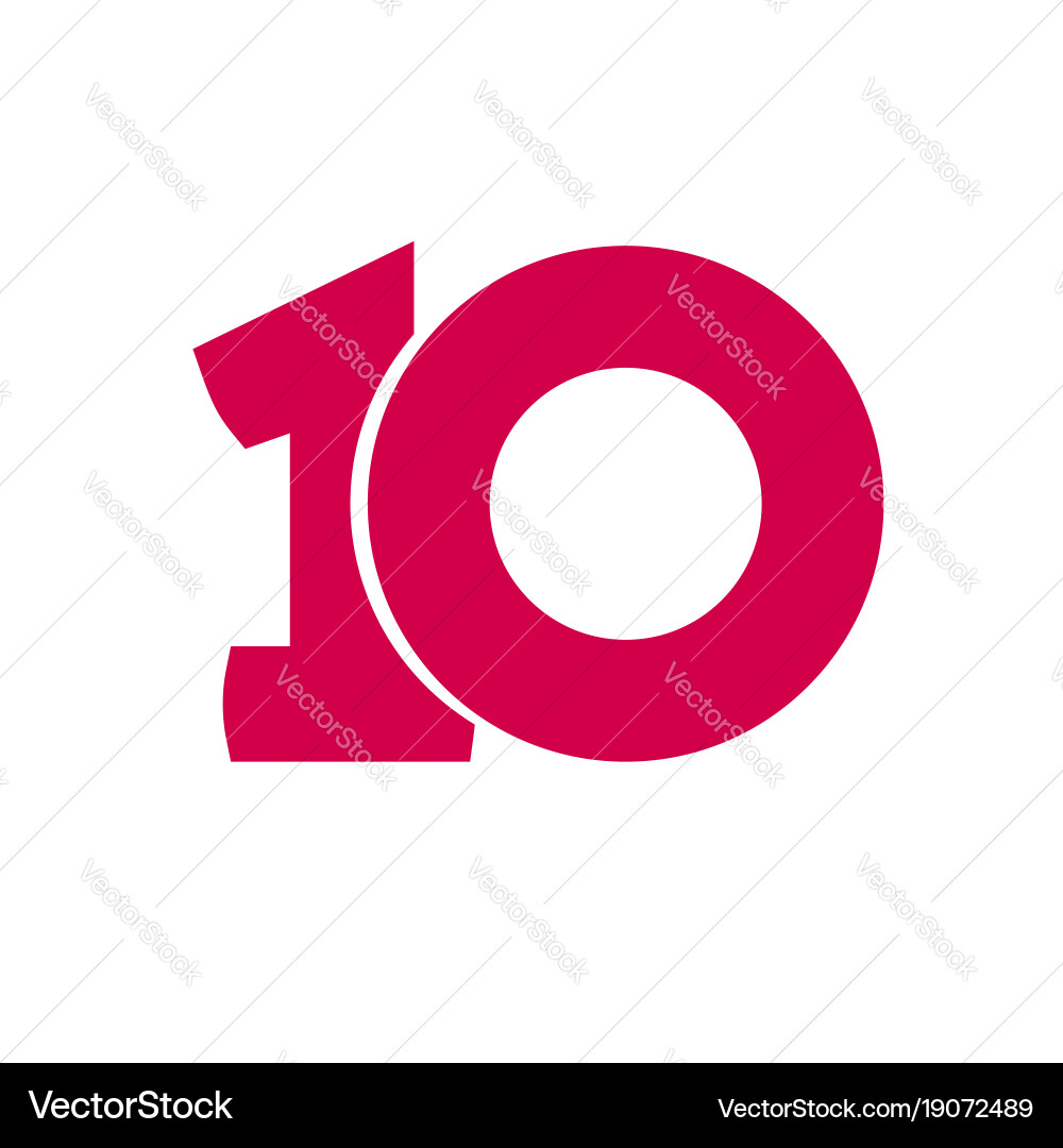 Number 10 symbol simple ten text isolated Vector Image
