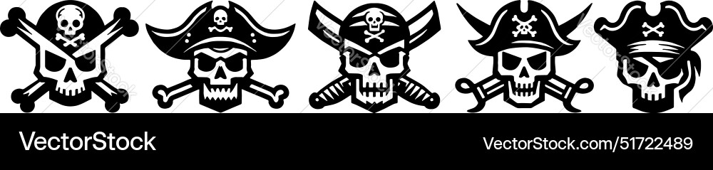Pirate skull logo set Royalty Free Vector Image