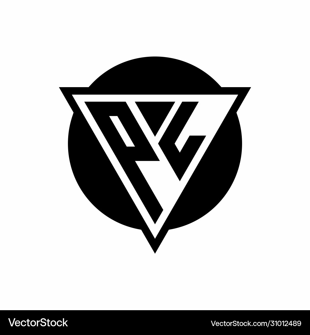 Pl logo with negative space triangle and circle Vector Image