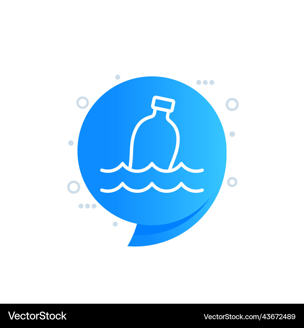 Plastic bottle in the ocean water pollution icon Vector Image