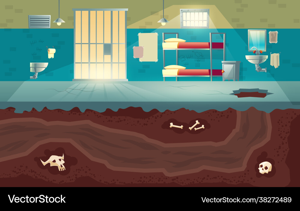 Prisoners escape from jail cartoon concept Vector Image