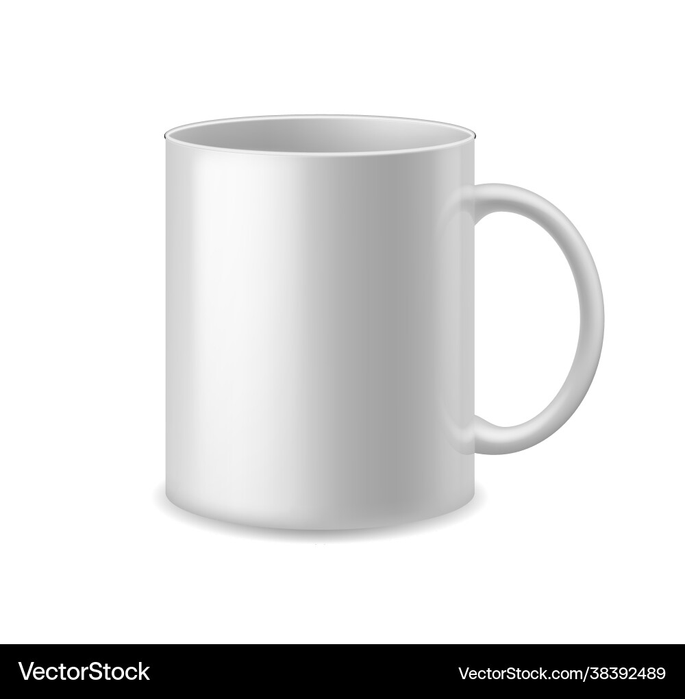 Realistic cup white ceramic mug with handle Vector Image