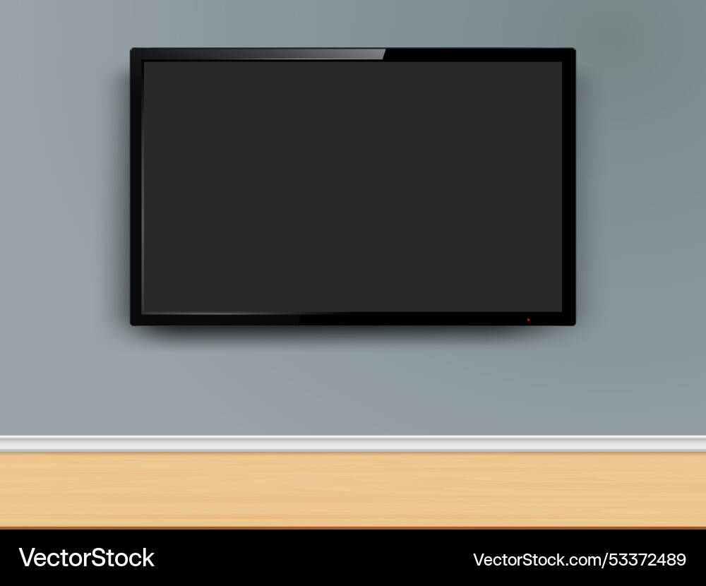 Realistic tv screen modern led on wall Royalty Free Vector