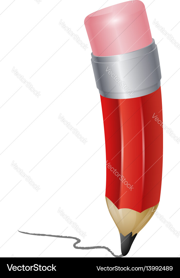 Red cartoon pencil writing Royalty Free Vector Image