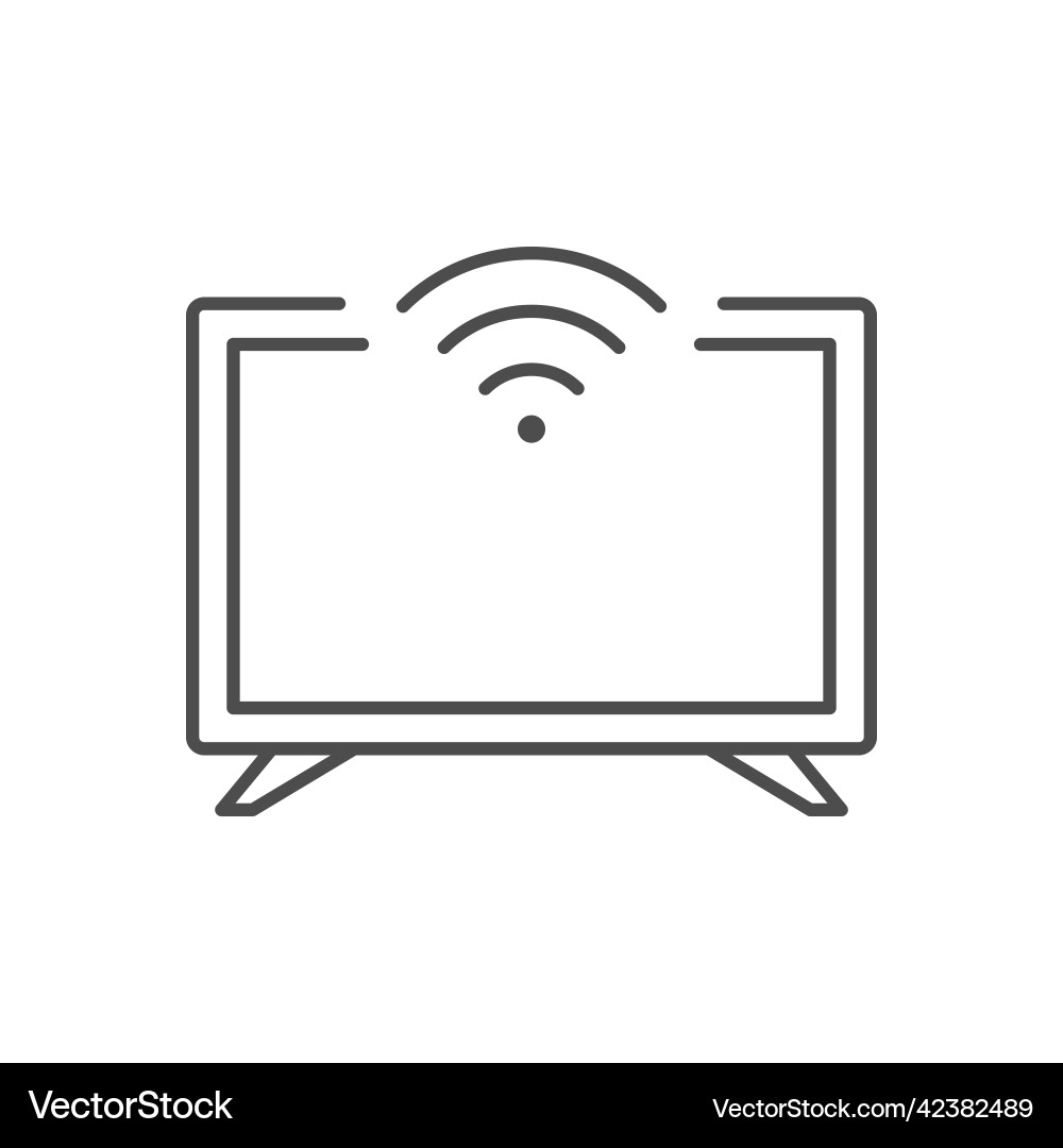 Wi fi tv line outline icon Royalty Free Vector Image
