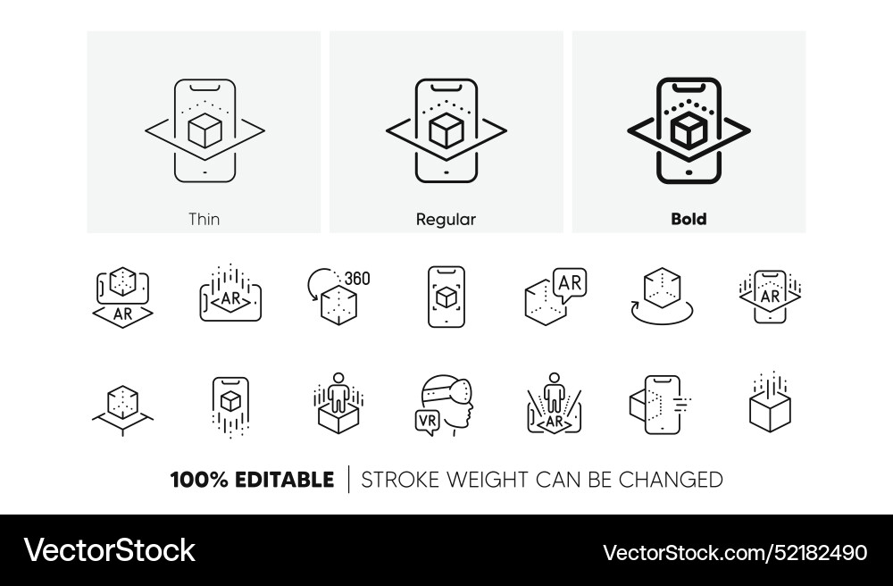 Augmented reality line icons vr simulation Vector Image Augmented reality line icons vr simulation Vector Image