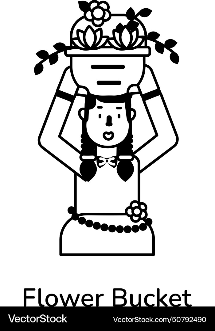 Flower bucket Royalty Free Vector Image - VectorStock