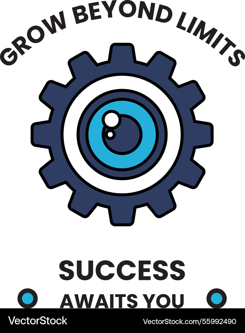 Gear and the words grow beyond limits Royalty Free Vector