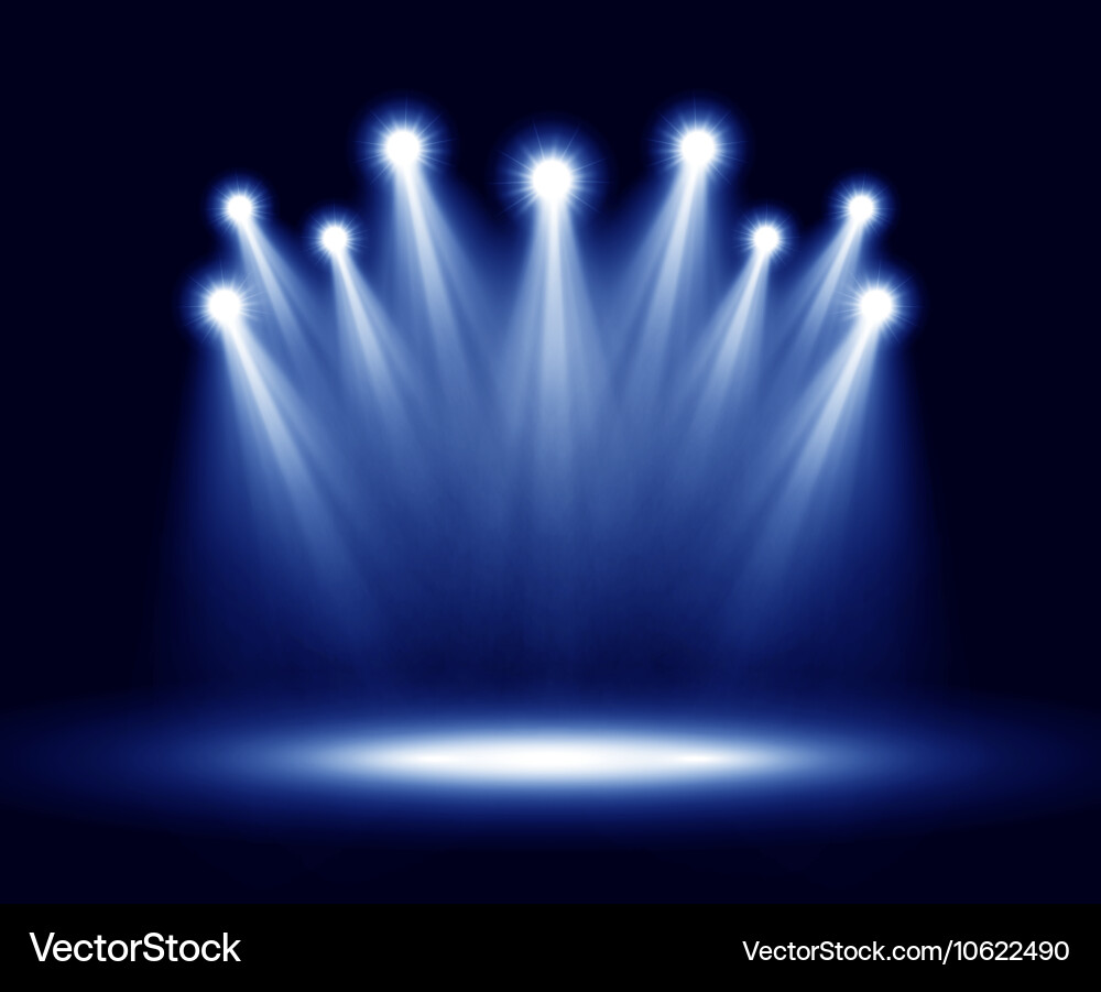 Group of realistic spotlights lighting Royalty Free Vector