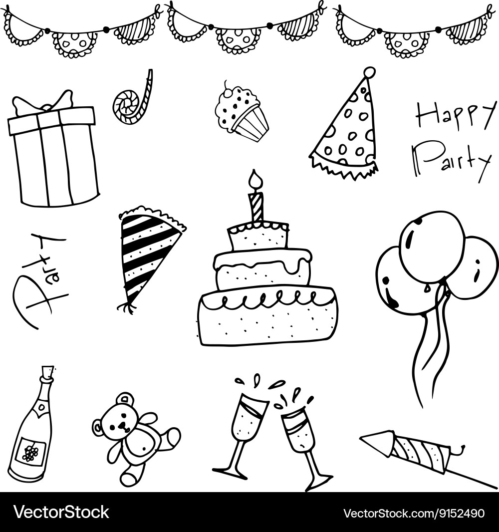 Hand draw doodle party Royalty Free Vector Image